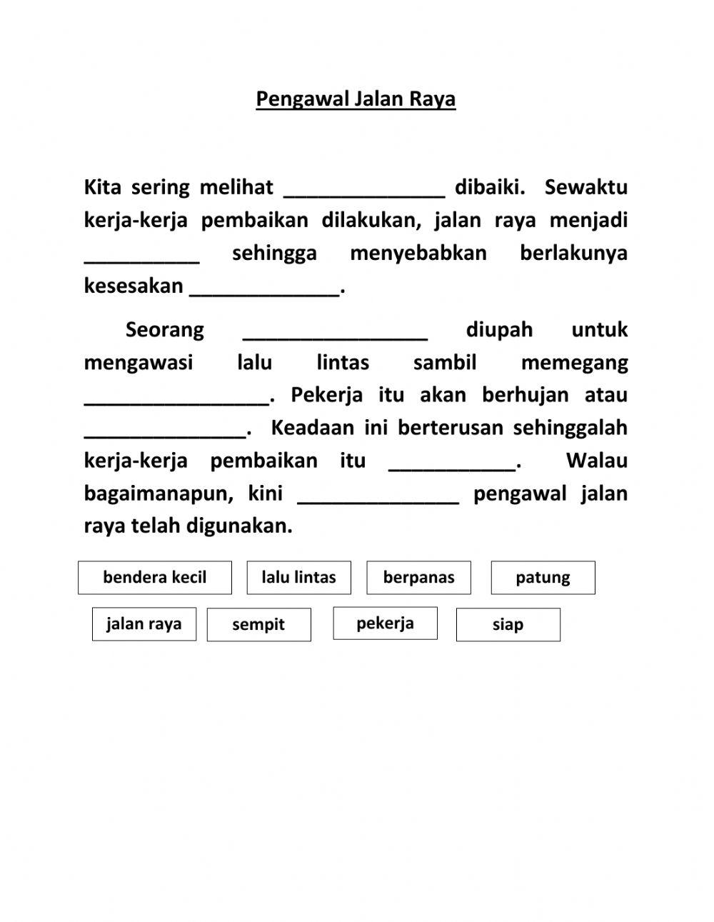 Pengawal Jalan Raya worksheet | Live Worksheets