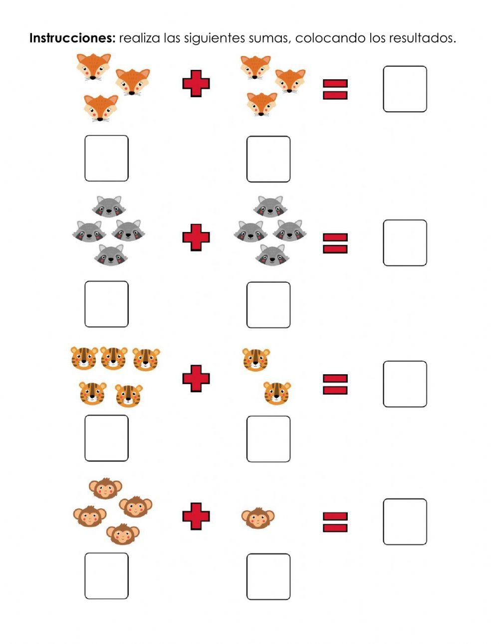 Sumas online exercise for kinder 3 | Live Worksheets