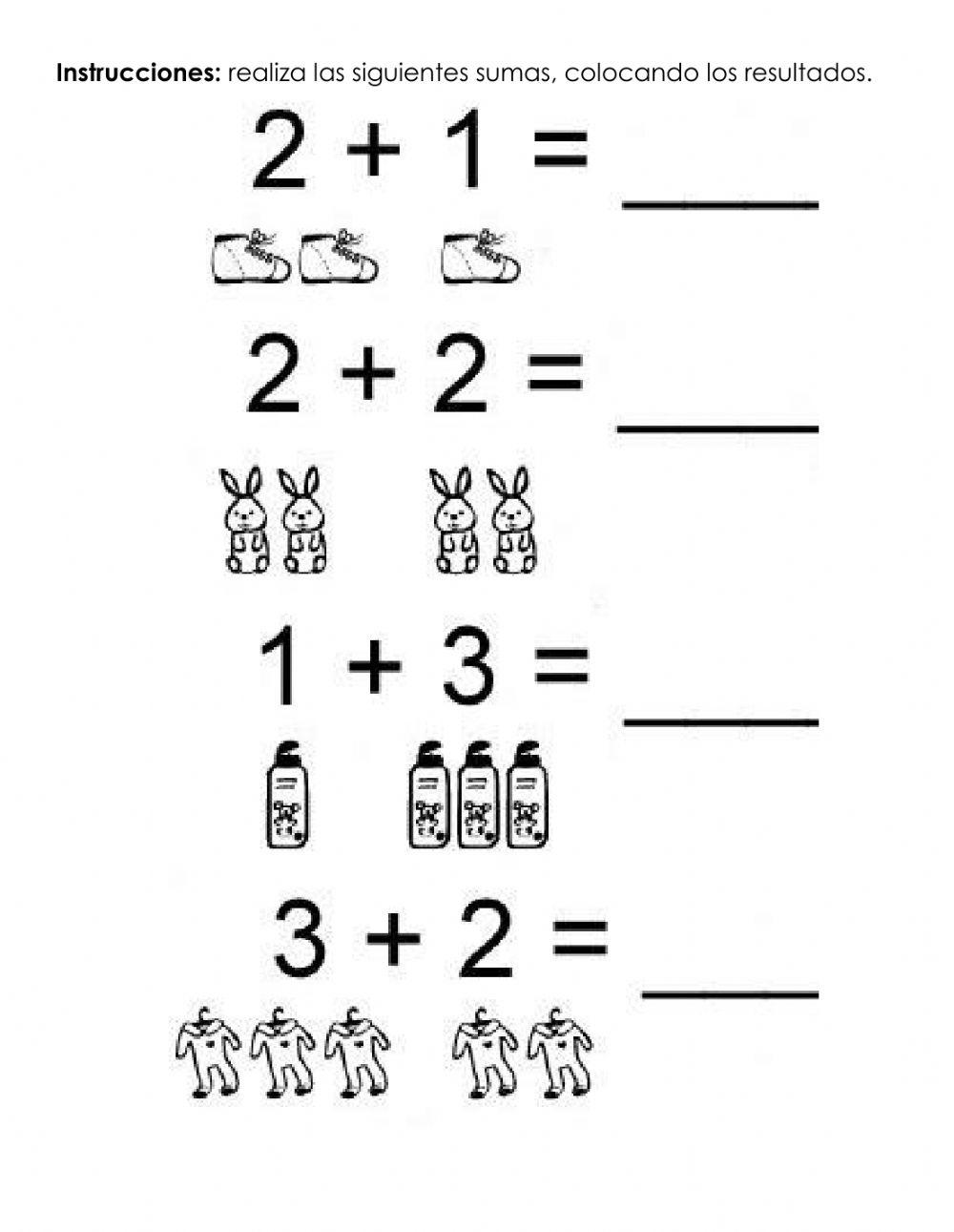 Sumas online exercise for kinder 3 | Live Worksheets