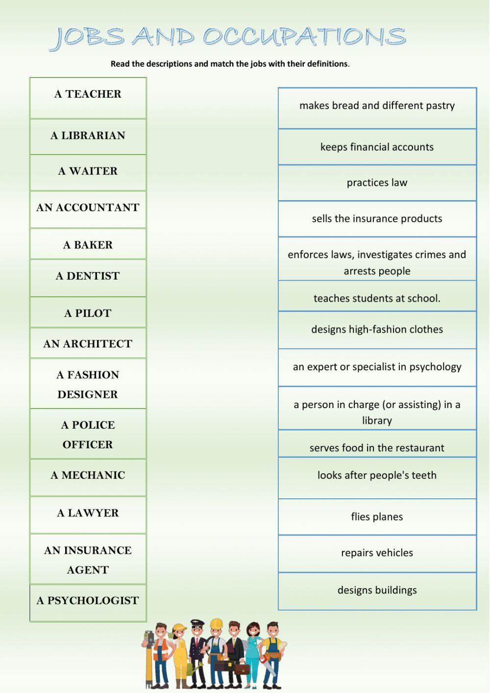 Jobs and occupa… | Free Interactive Worksheets | 575549