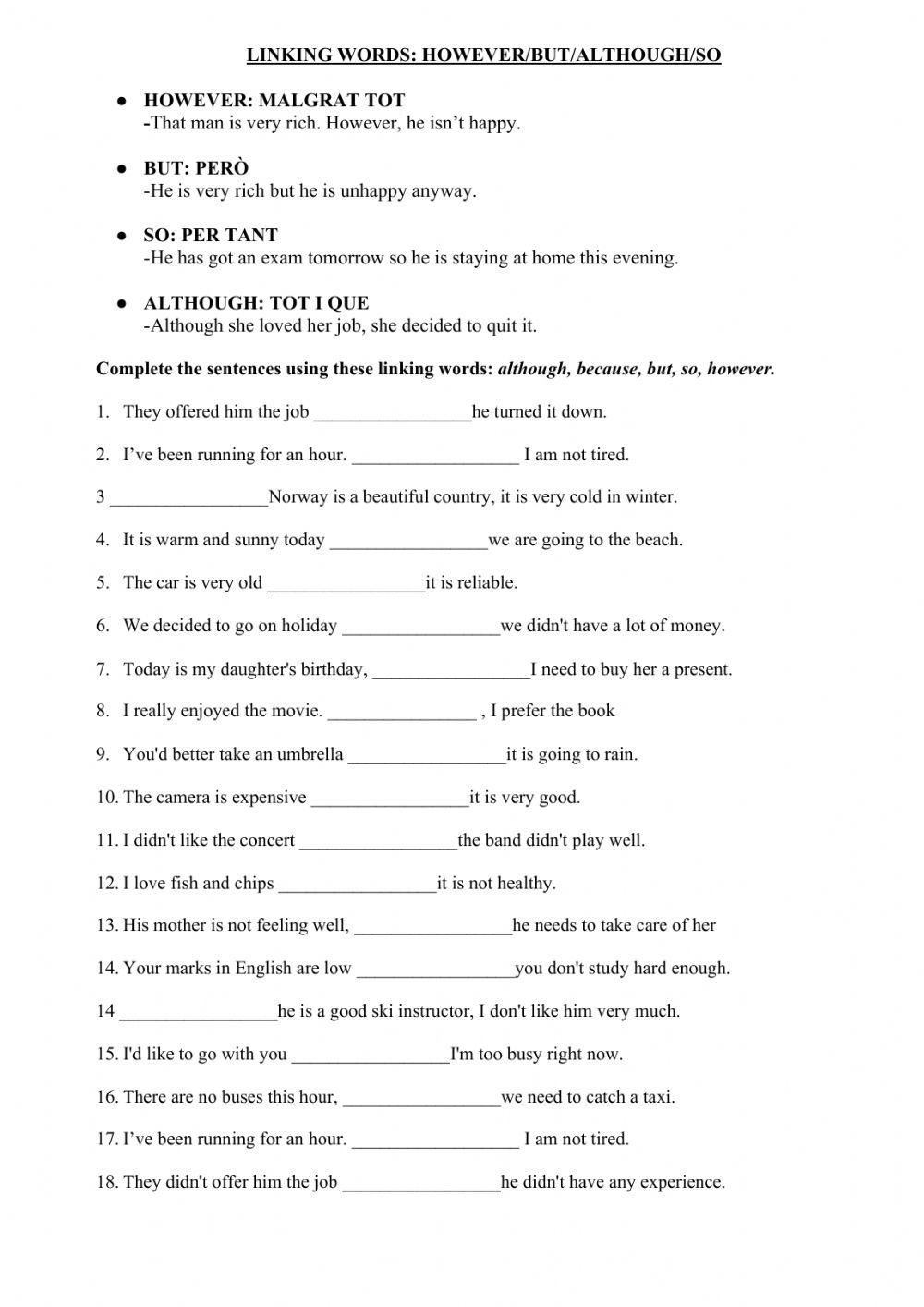 However, though… | Free Interactive Worksheets | 575679