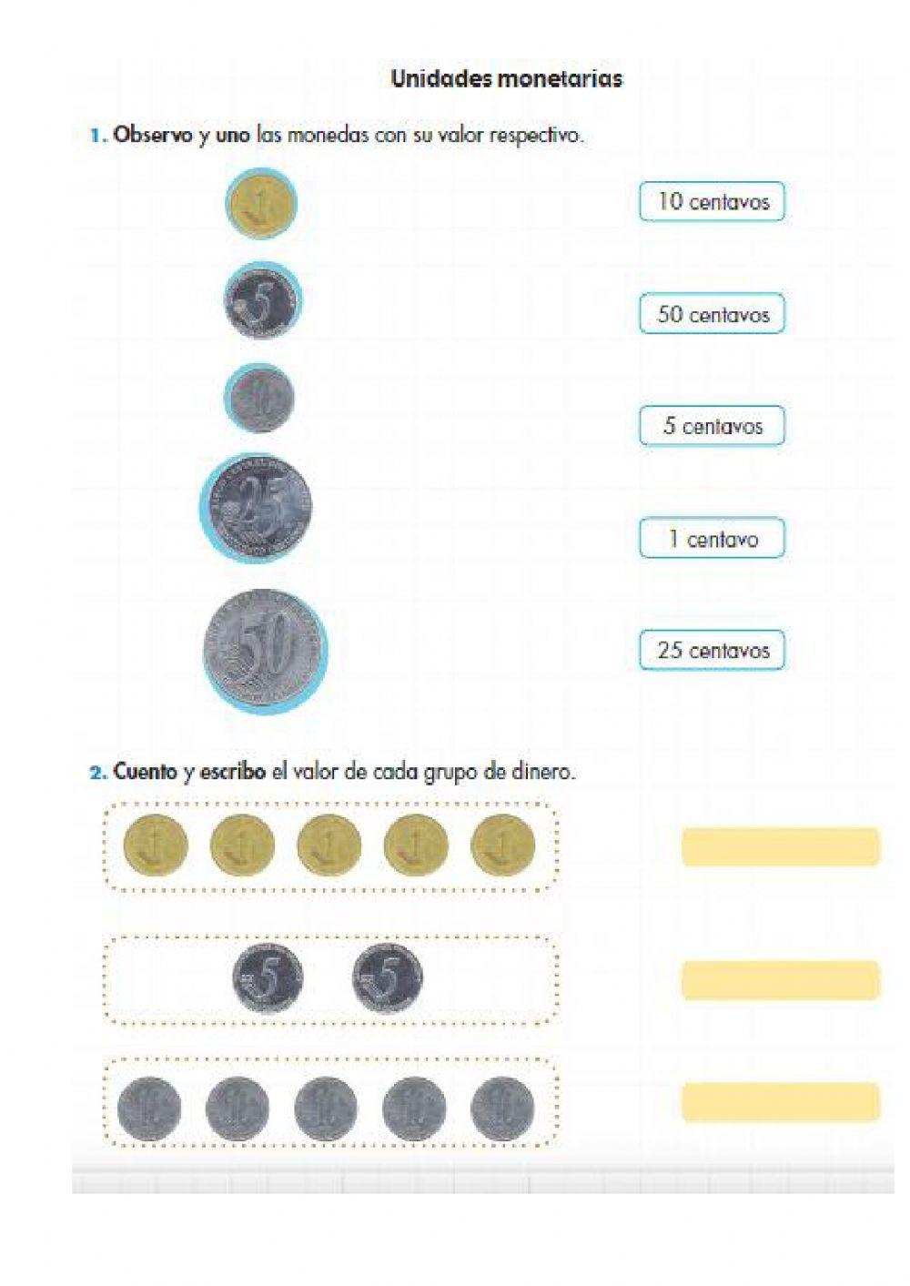 Hojas De Trabajo Para Identificar Monedas Primer Grado Las Monedas