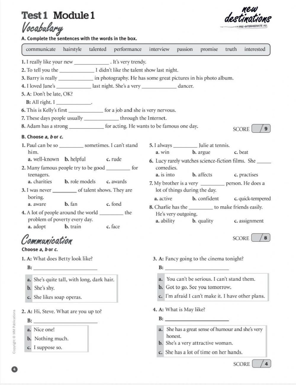 A2 Module 1 online exercise for | Live Worksheets