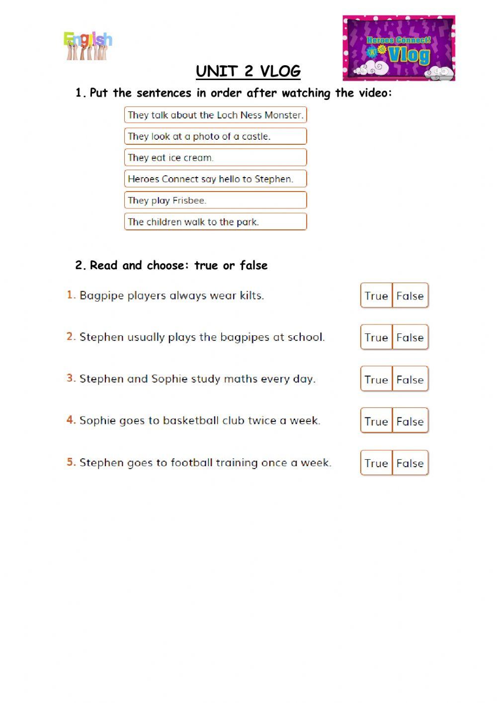 5th unit 2 vlog | Free Interactive Worksheets | 575974