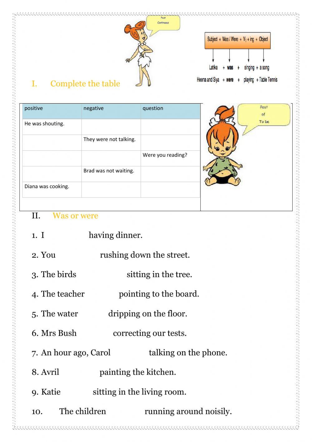 Past Continuous Tense activity | Live Worksheets