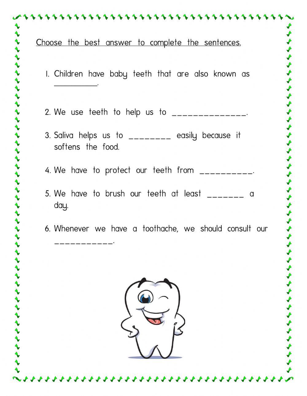 Teeth Facts worksheet | Live Worksheets