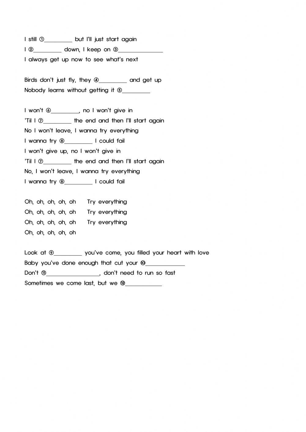 주토피아 try everything worksheet | Live Worksheets