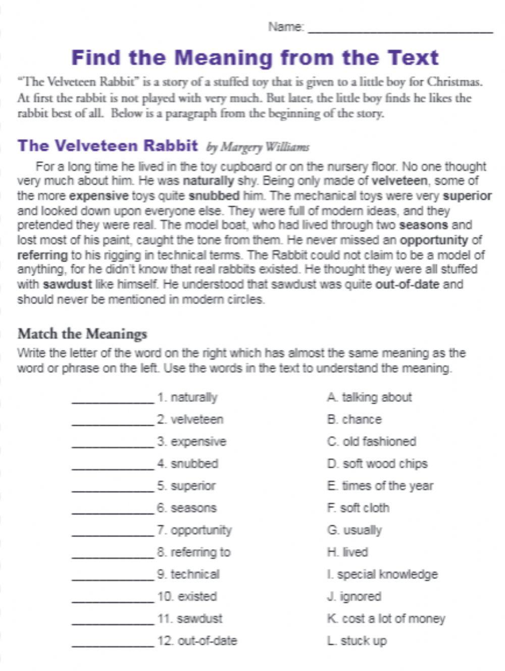 Meaning from Text 6309712 | MrsBateman3 | Live