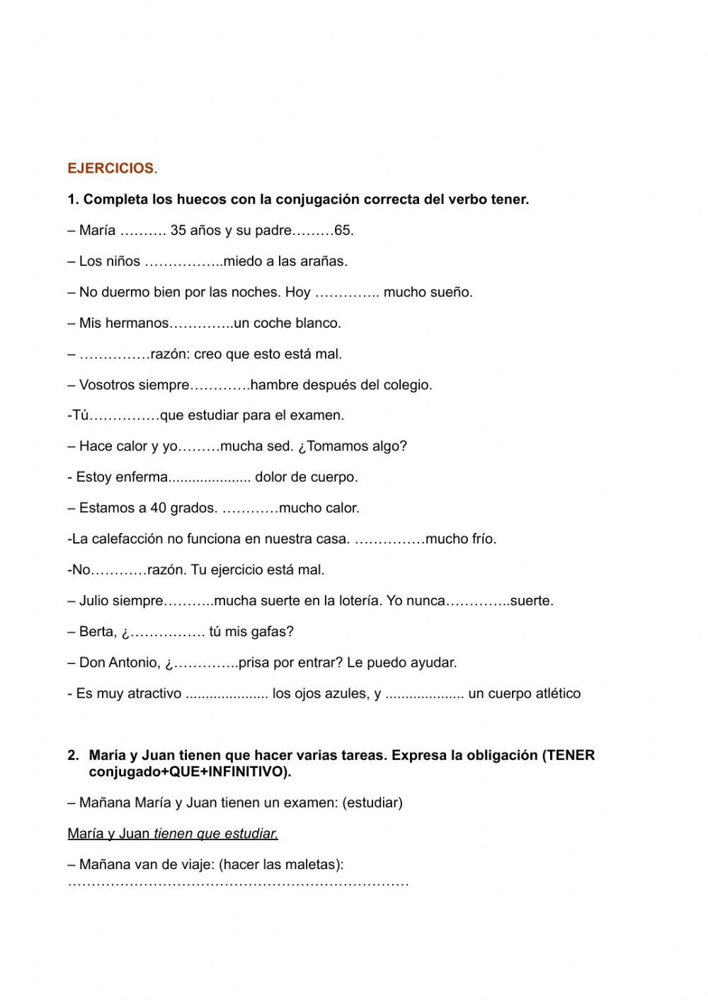 Verbo Tener interactive exercise | Live Worksheets
