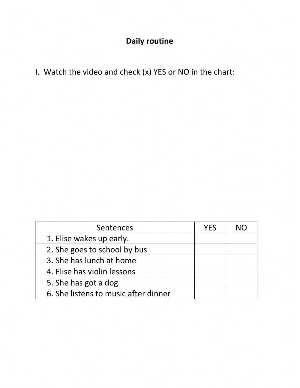 Daily routine online exercise for 4 | Live Worksheets