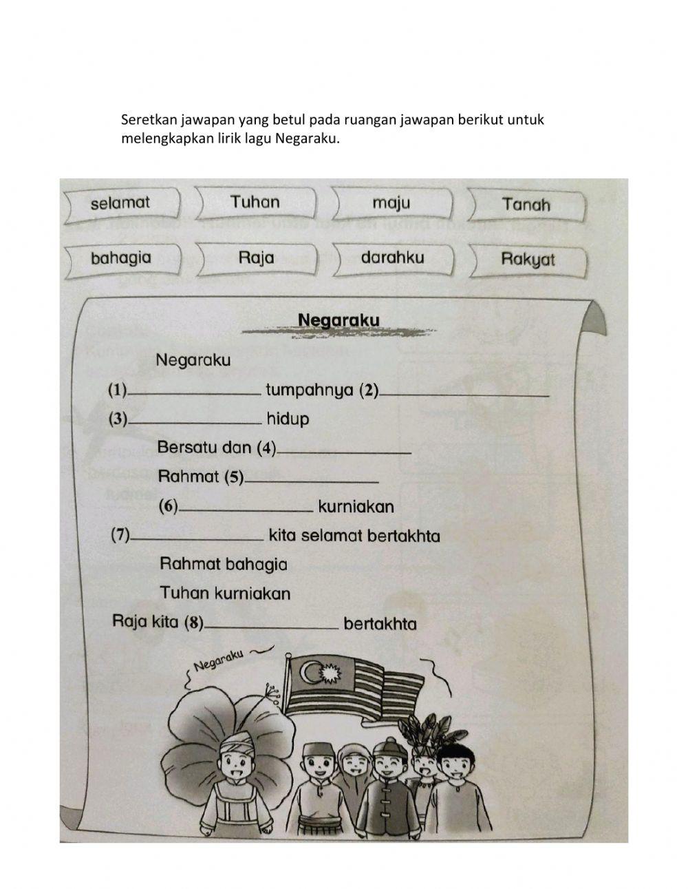 Lagu negaraku worksheet | Live Worksheets