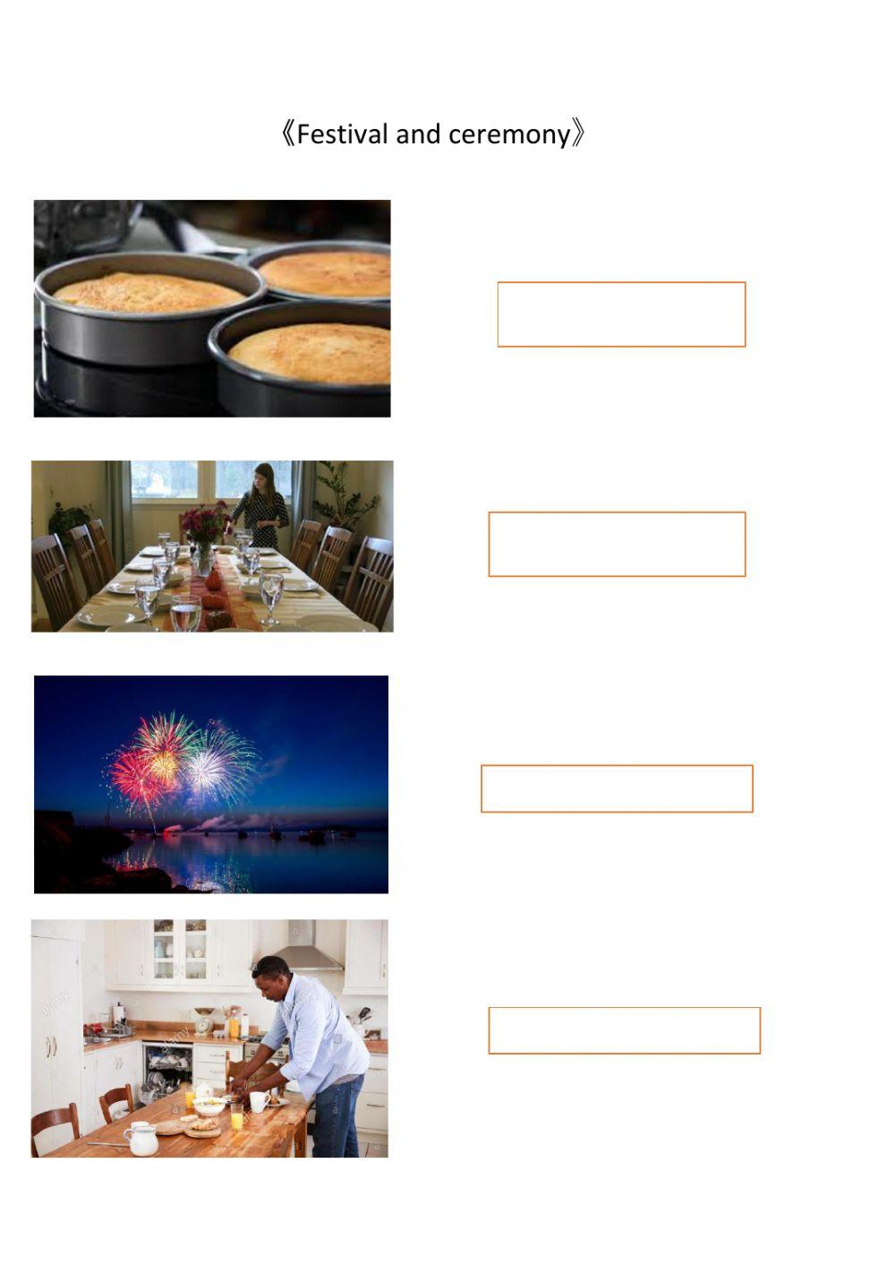 Festival and ceremony worksheet | Live Worksheets