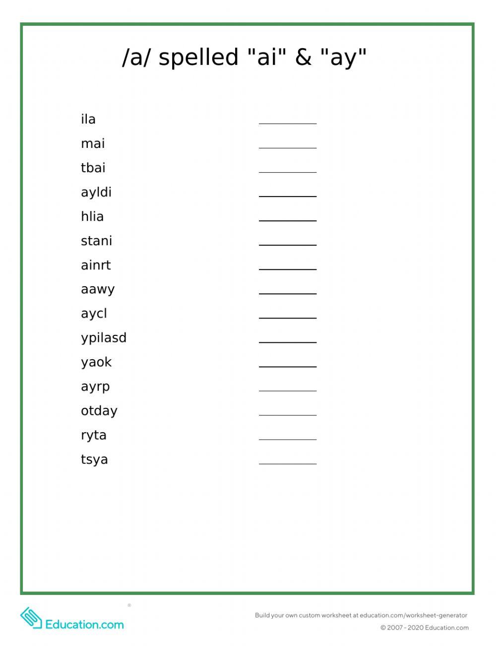 4536723 | Long a word scramble for second grade | Amani