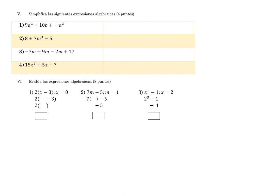 Expresiones alg… | Free Interactive Worksheets | 4533607