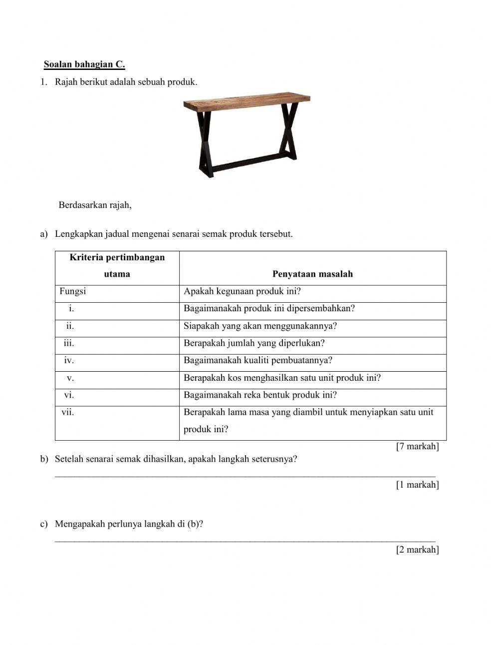 ULANGKAJI BAB 3 PROSES REKA BENTUK BAHAGIAN C online exercise for ...