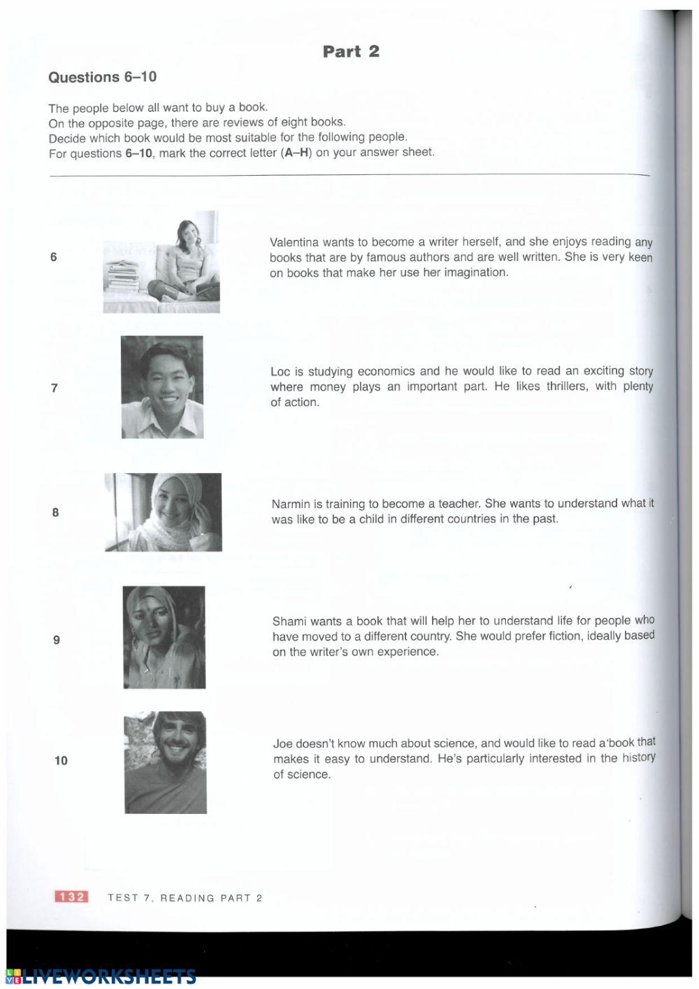 Test 7- PET Reading Part 1 and 2 online exercise for | Live Worksheets