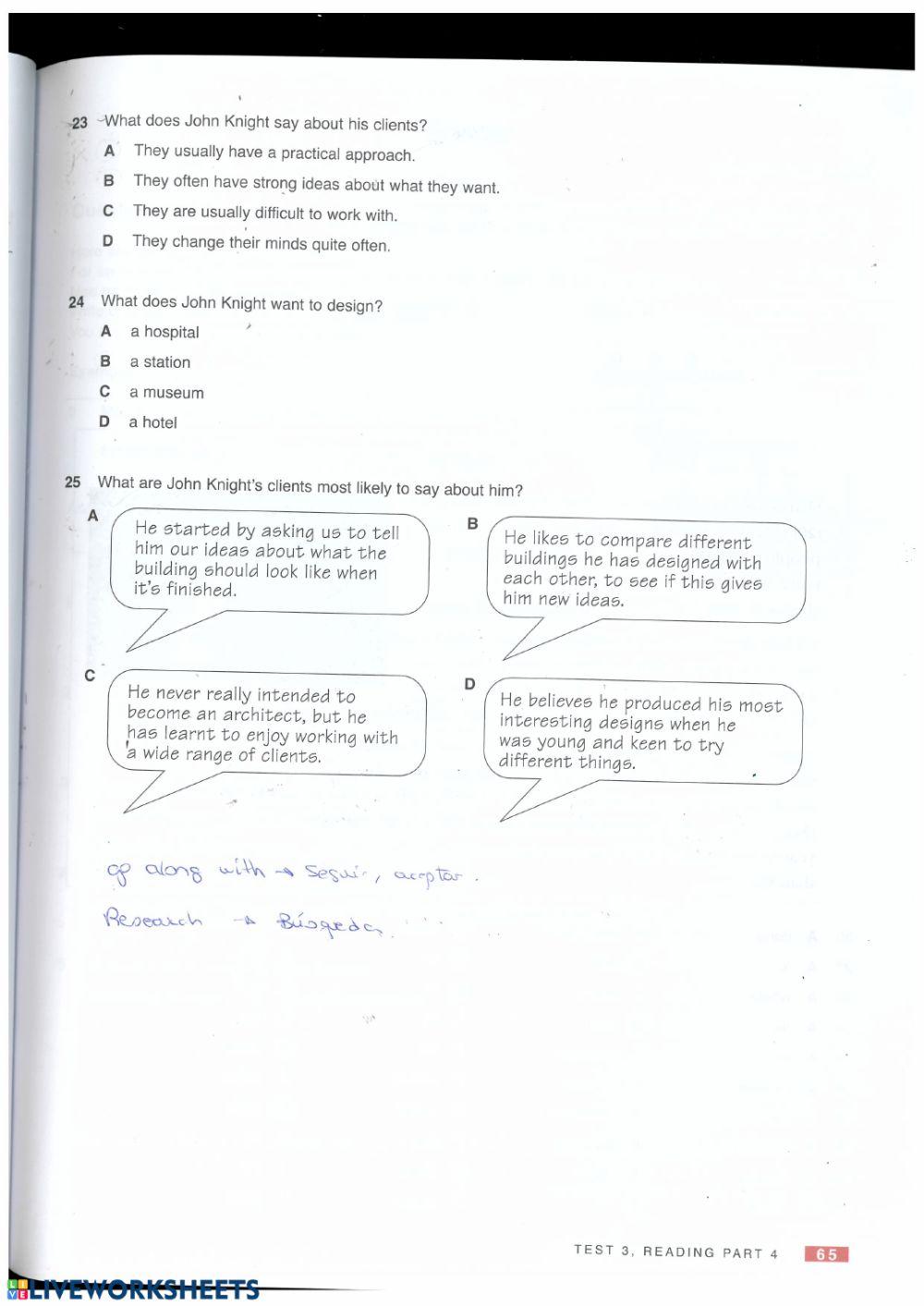 Test 3- PET Reading Part 3 and 5 1254 | MissRawan