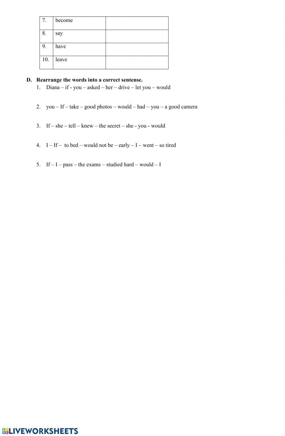 Second conditional activity | Live Worksheets