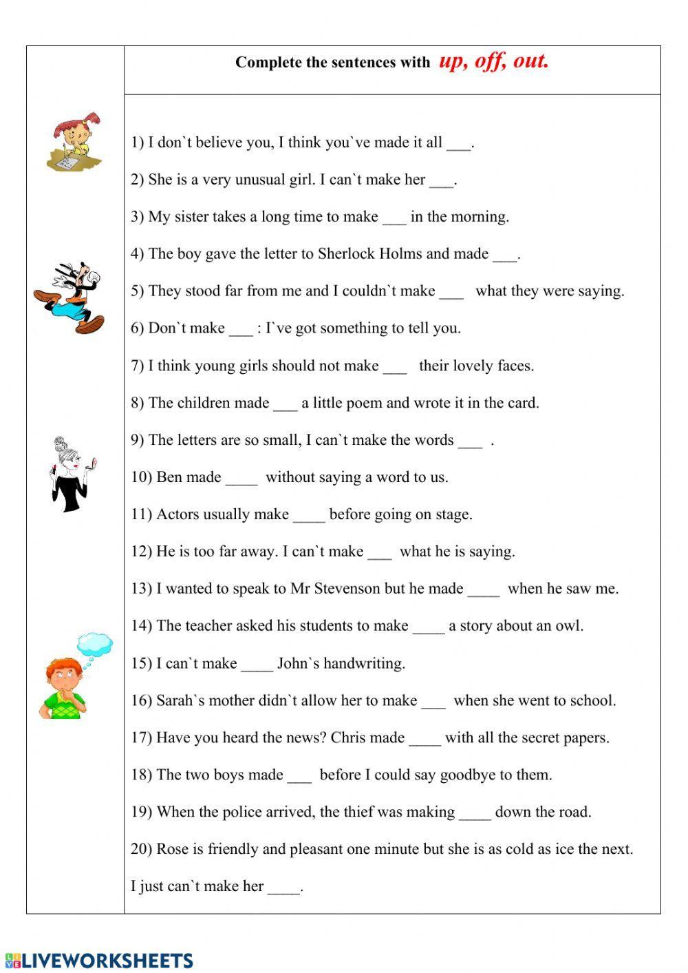 Phrasal verb - make worksheet | Live Worksheets