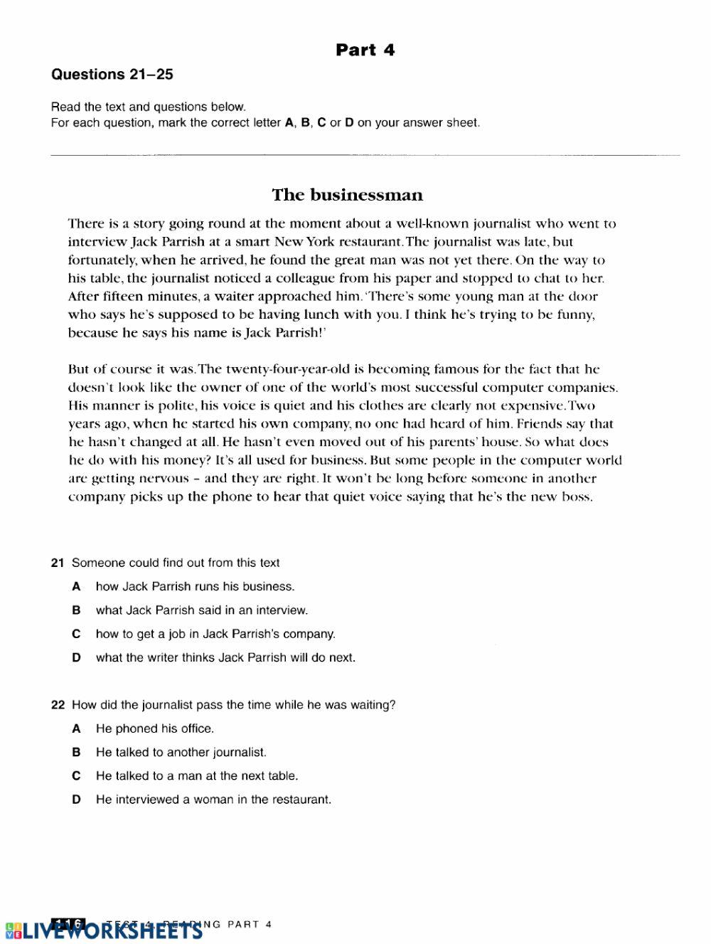 5402488 | Test 10- PET Reading part 3 and 5 | MissRawan