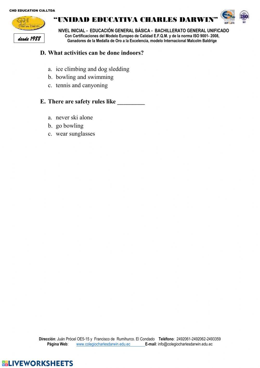 Reinforcement unit 3 exercise | Live Worksheets