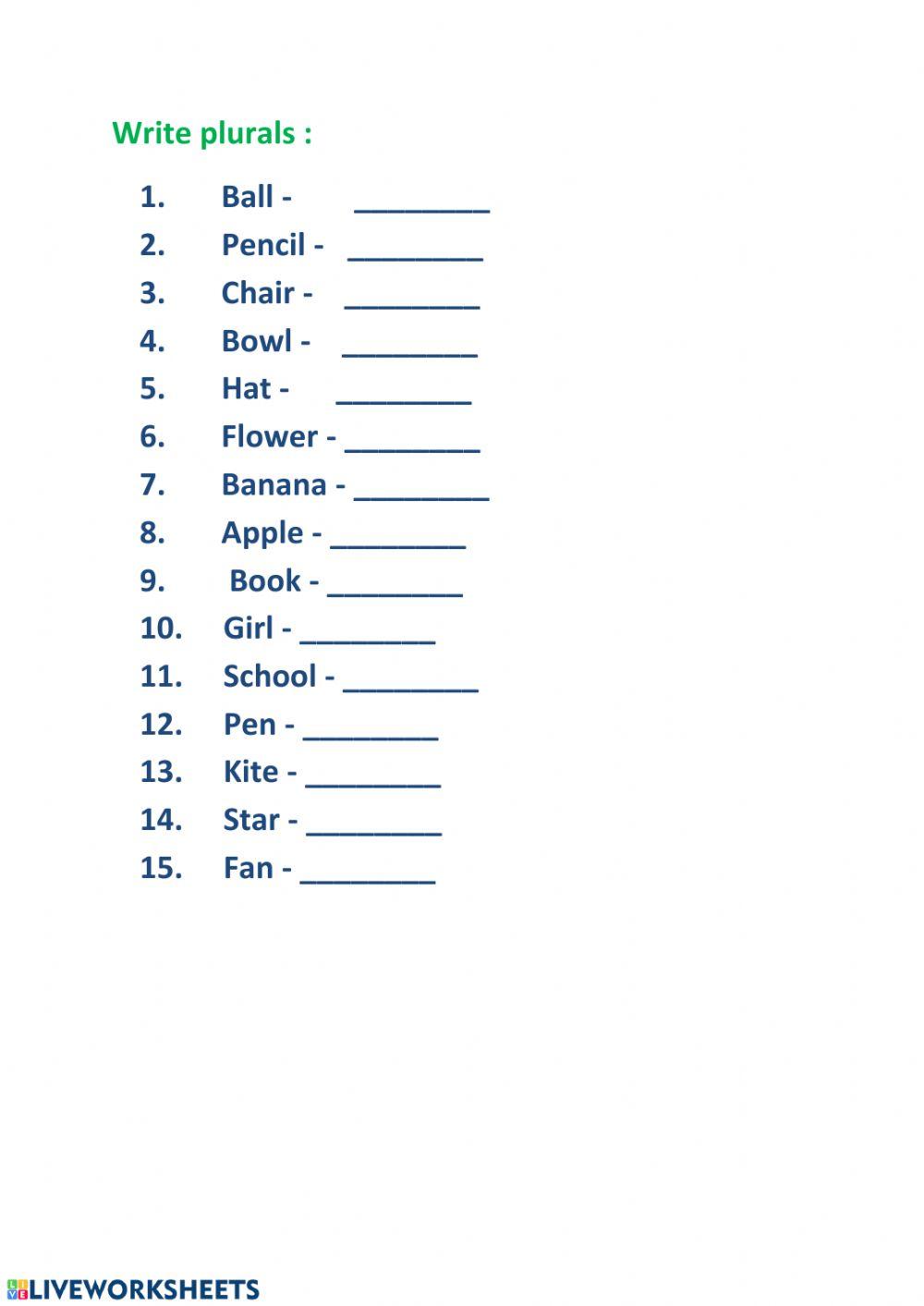 Plurals 59272 | neha | LiveWorksheets