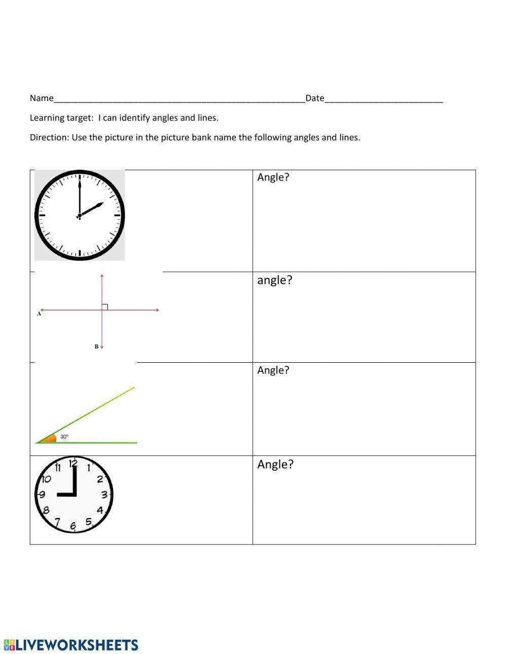 Lines and angels | LiveWorksheets | 59367