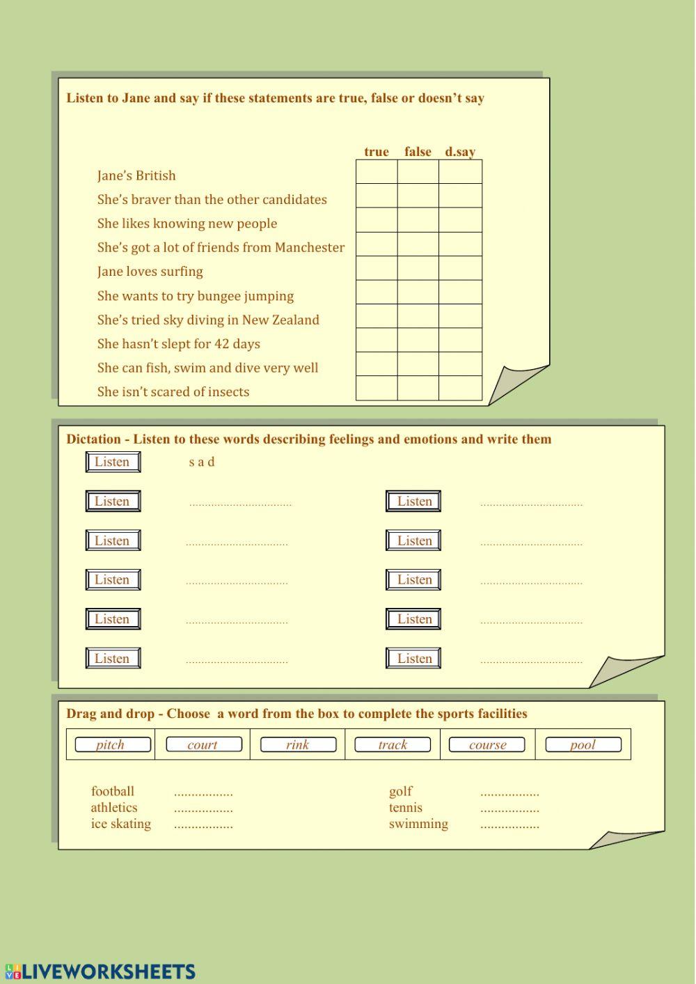 Personality and past experiences worksheet | Live Worksheets