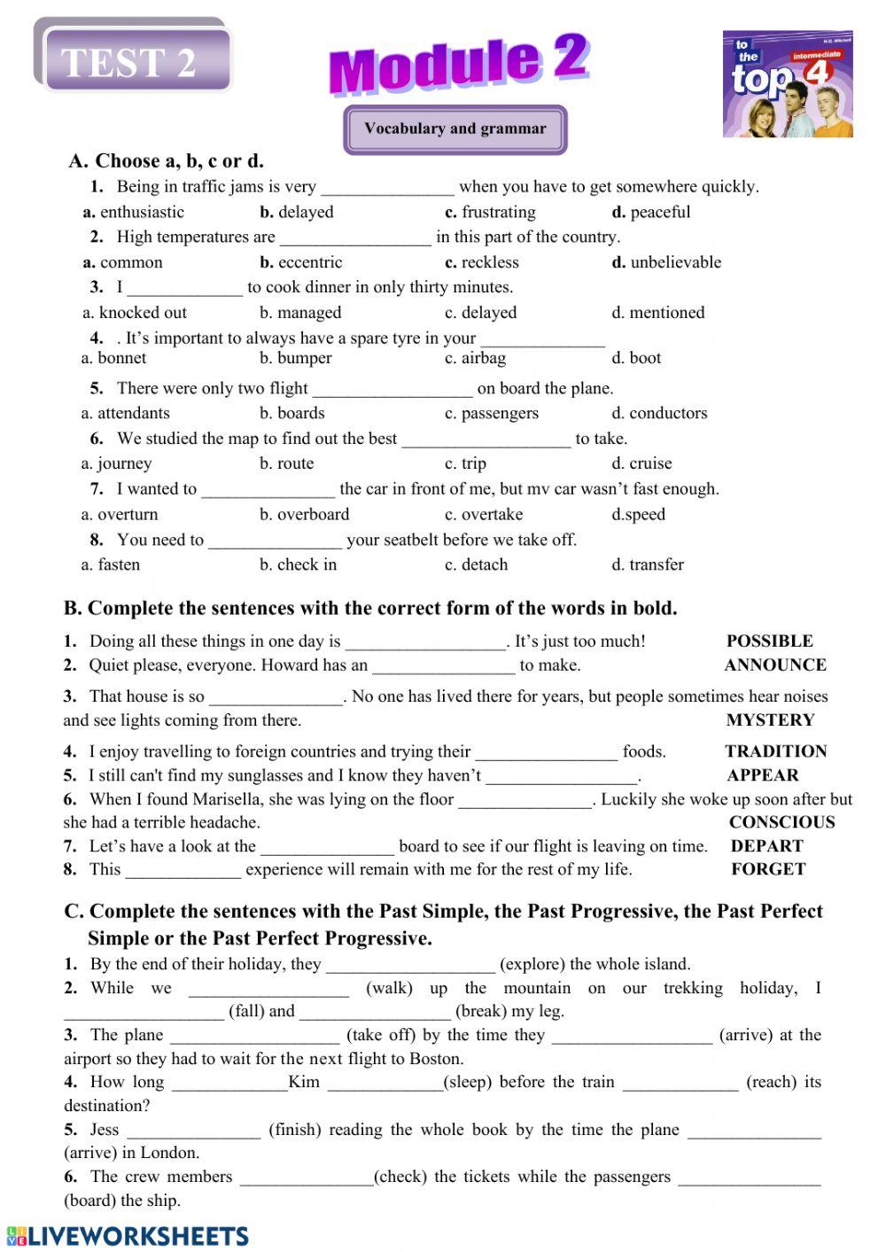 To the Top 4a Module 2 Test 2 worksheet | Live Worksheets