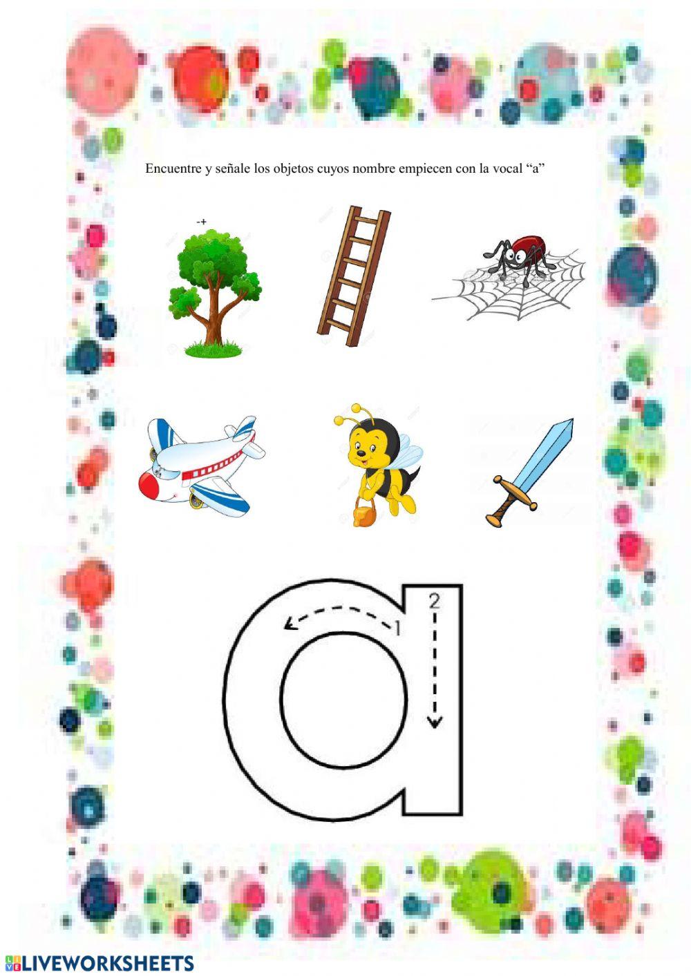 La vocal a | Free Interactive Worksheets | 58556