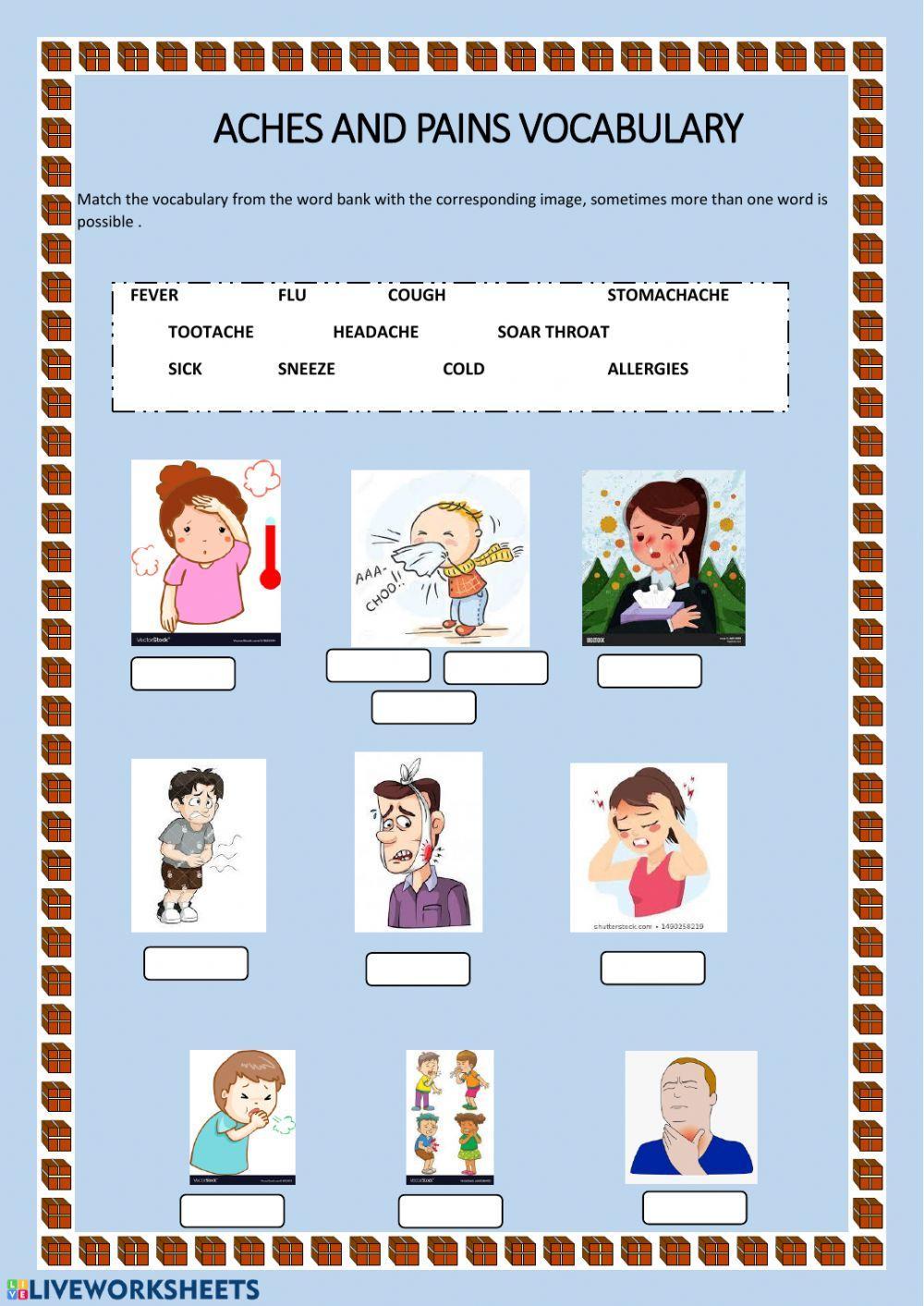 Aches and pains… | Free Interactive Worksheets | 60546