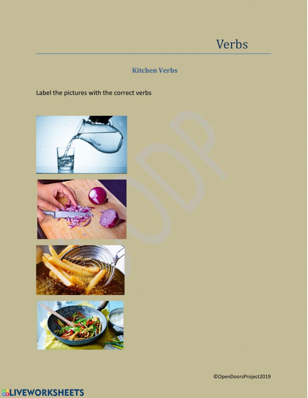 Kitchen Verbs | Free Interactive Worksheets | 60795