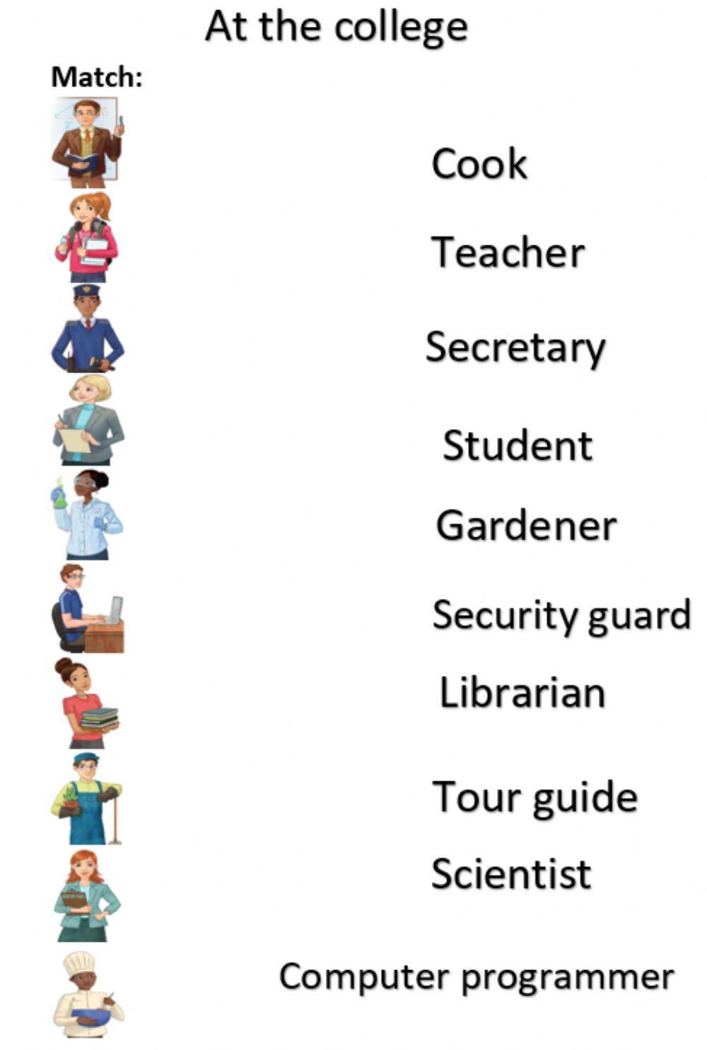 60861 | At the college. Match | David4 | LiveWorksheets