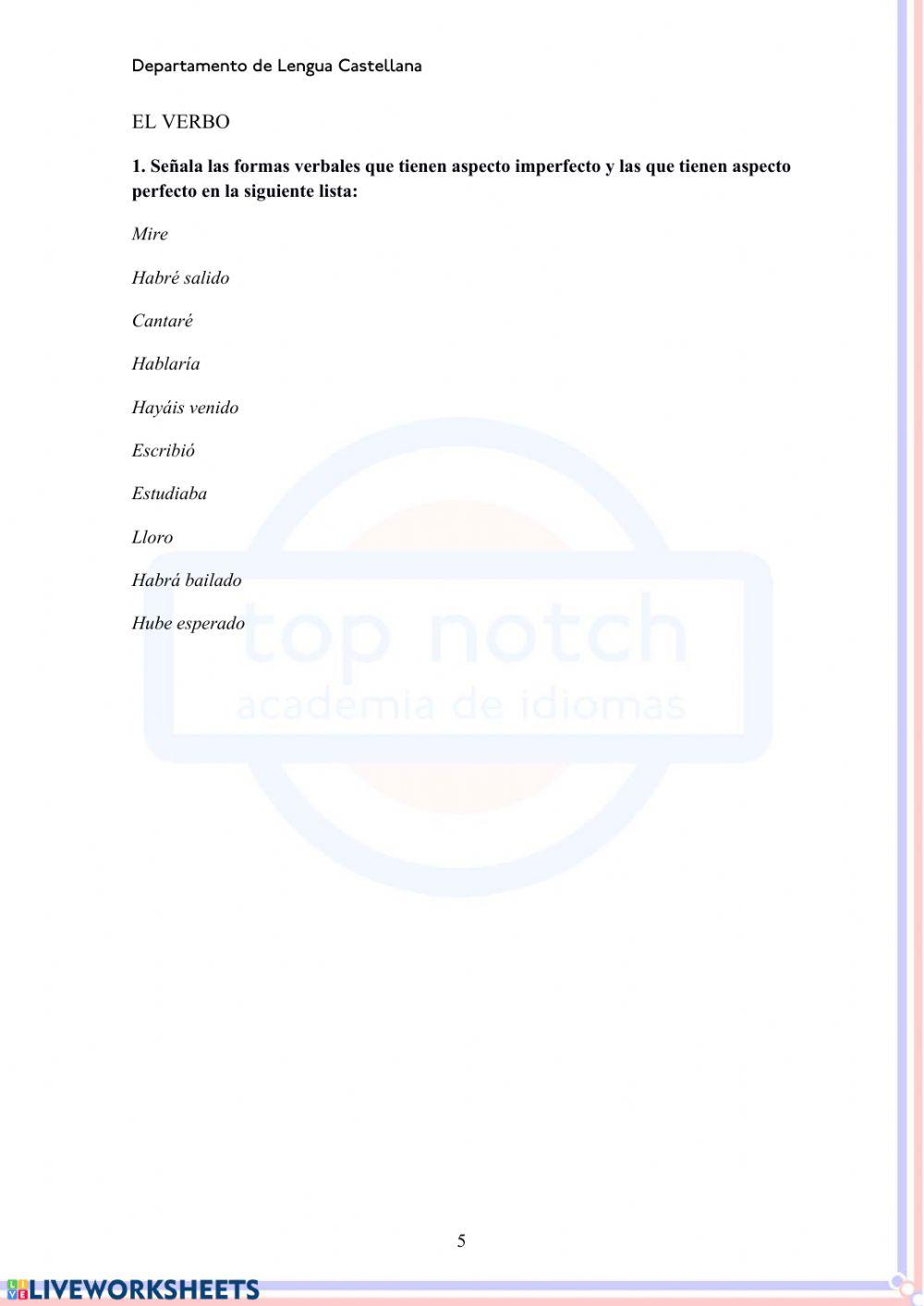 Gramática 5 worksheet | Live Worksheets