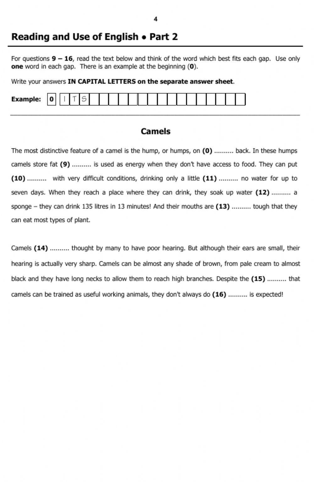 Fce sample test worksheet | Live Worksheets