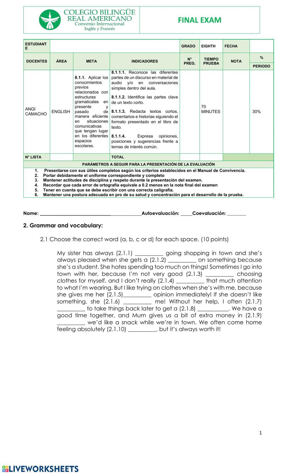 GAP-FILLING EXE… | Free Interactive Worksheets | 5408262