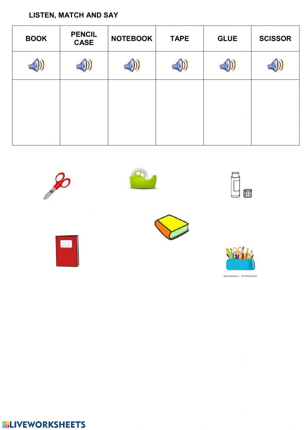 School objects online activity | Live Worksheets