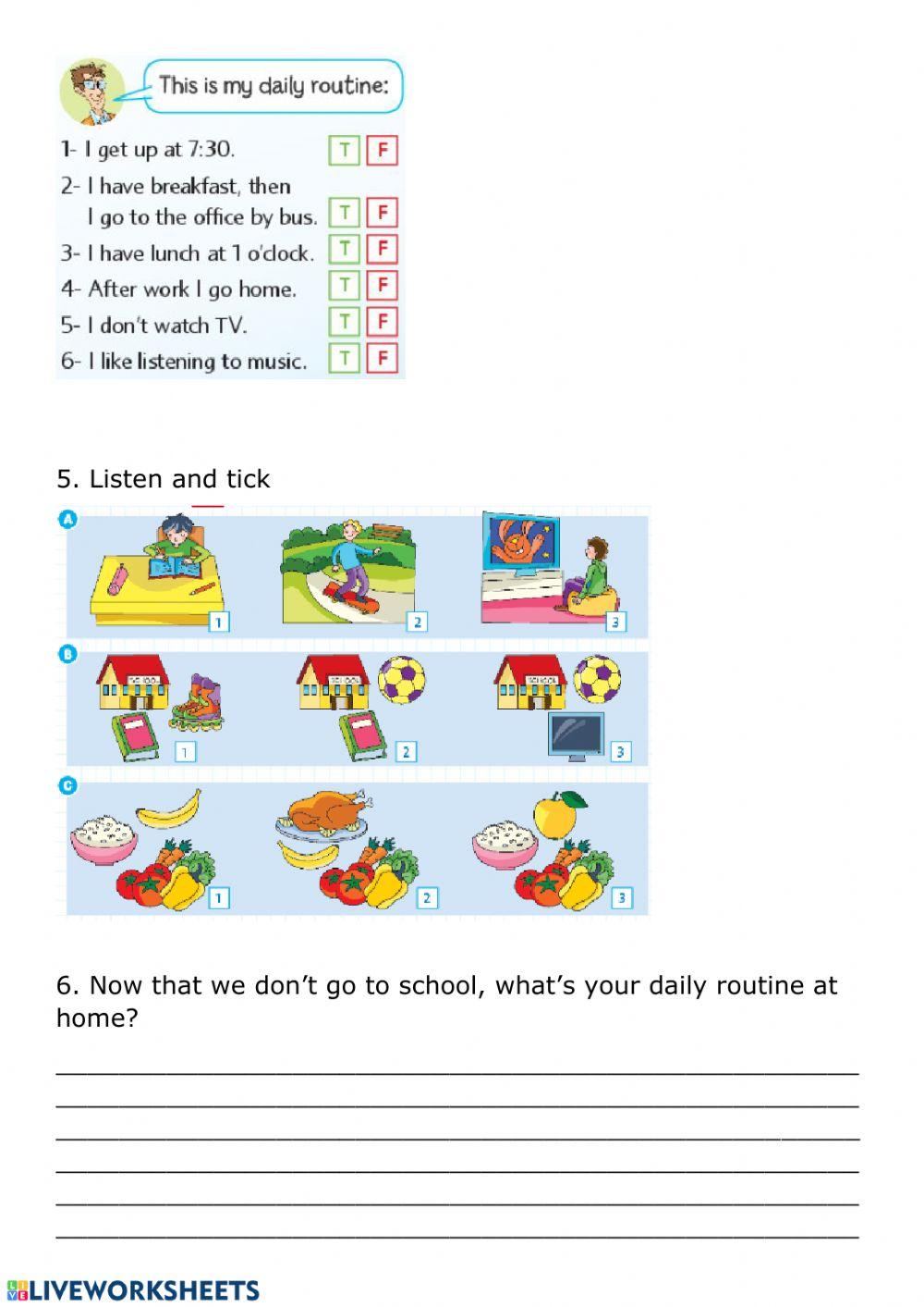 My daily routine worksheet | Live Worksheets