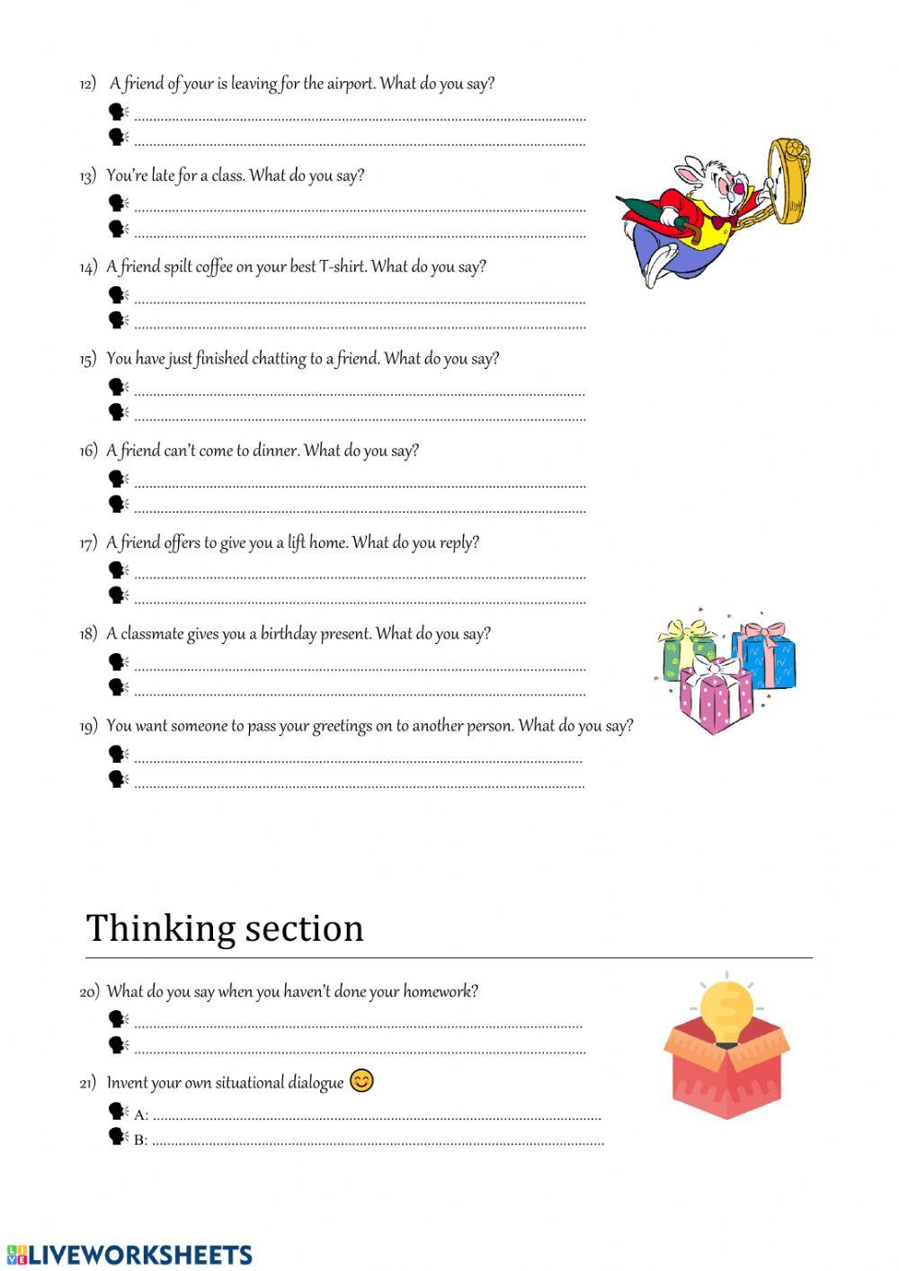 Social Expressions :) worksheet | Live Worksheets