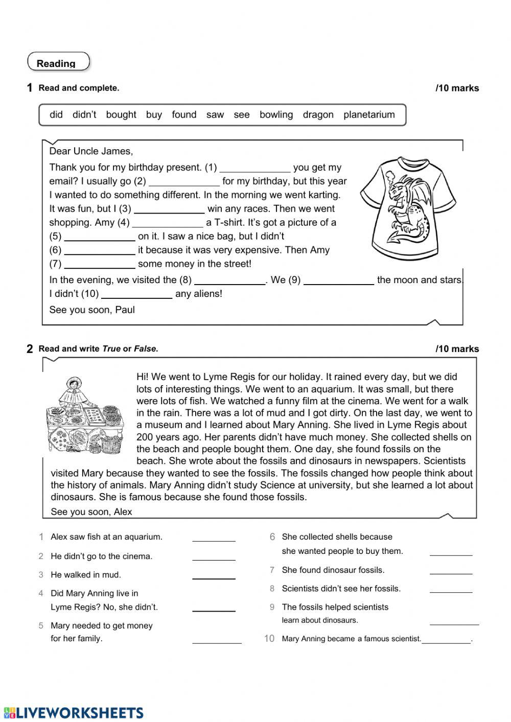 Unit 4 CH test Reading online exercise for | Live Worksheets