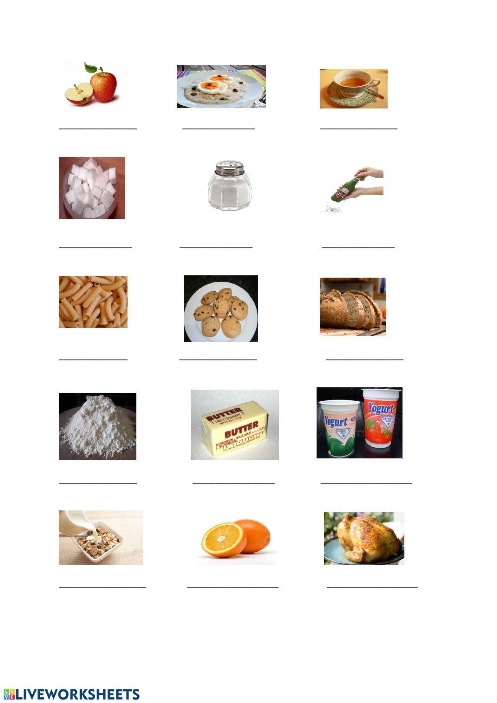 Food - write the words worksheet | Live Worksheets