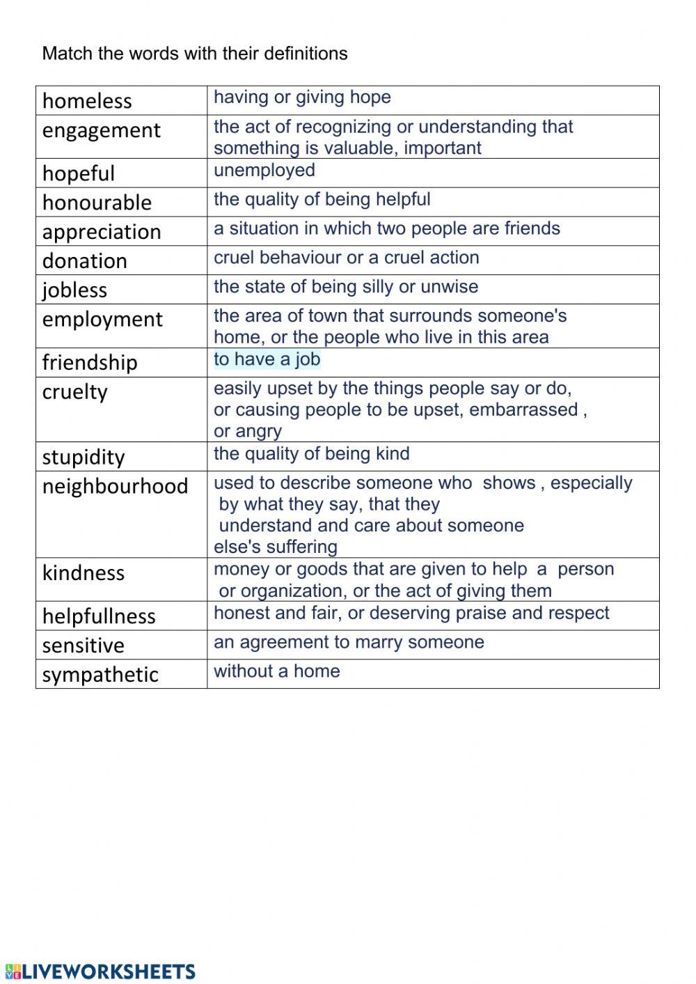 Human qualities-suffixes worksheet | Live Worksheets