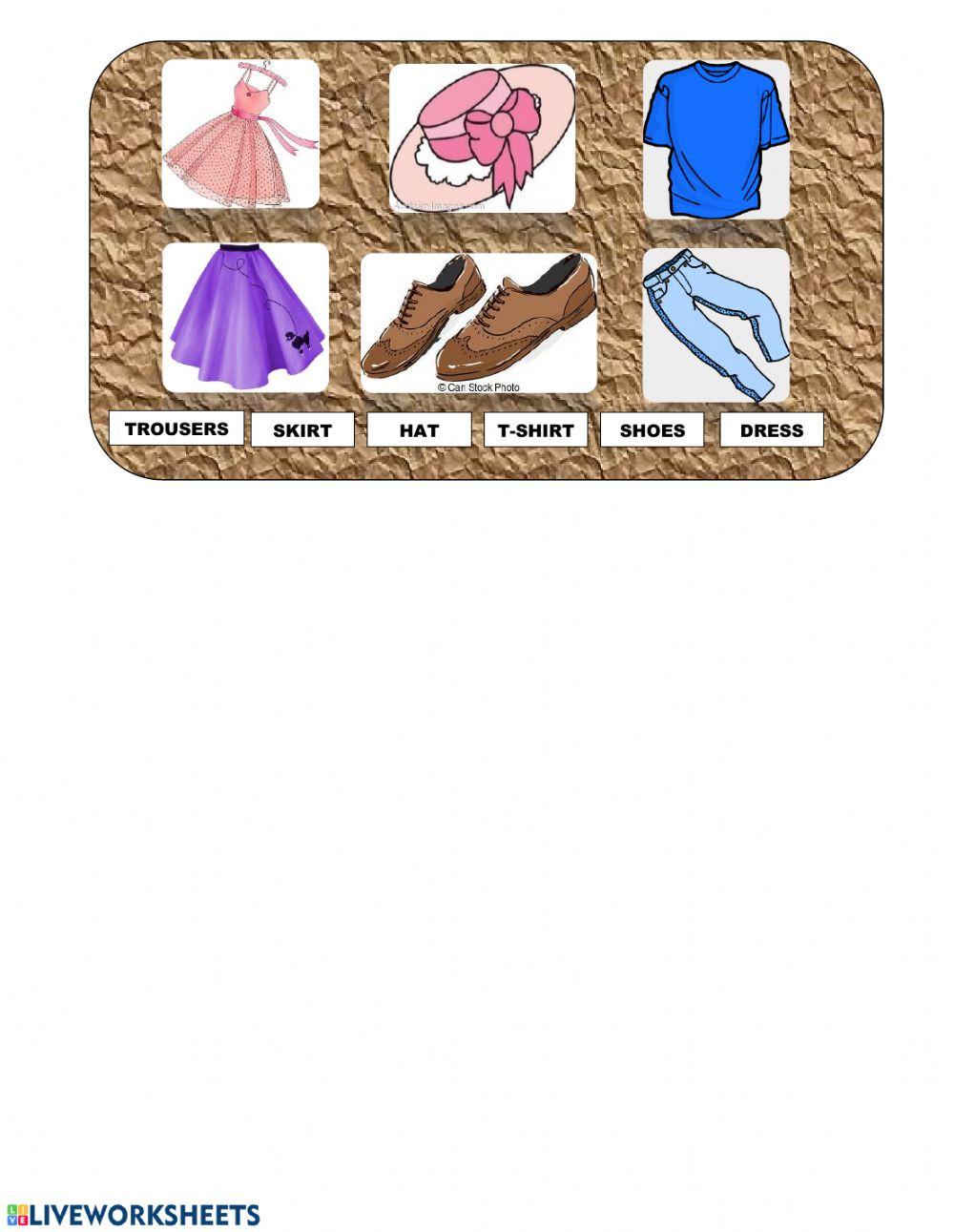 Pdf online activity: Clothes | Live Worksheets