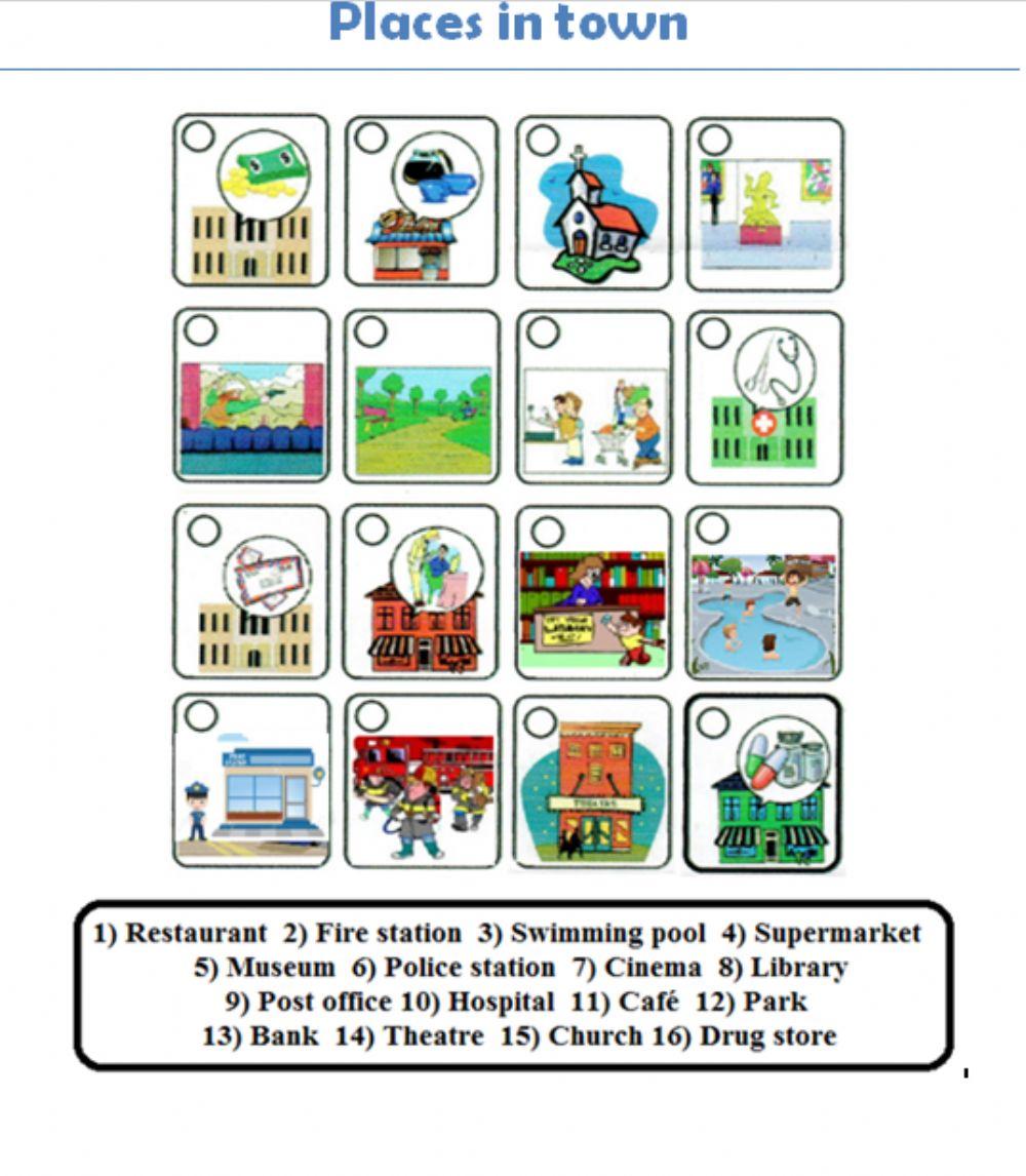 Places in Town | Free Interactive Worksheets | 64152