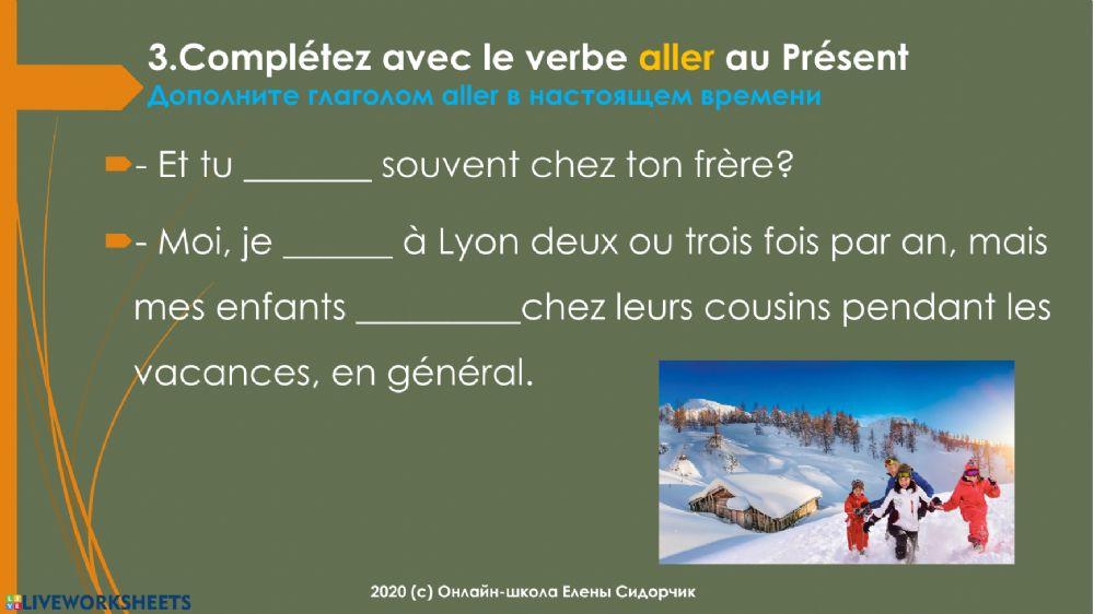Verbe aller au Présent online exercise for | Live Worksheets