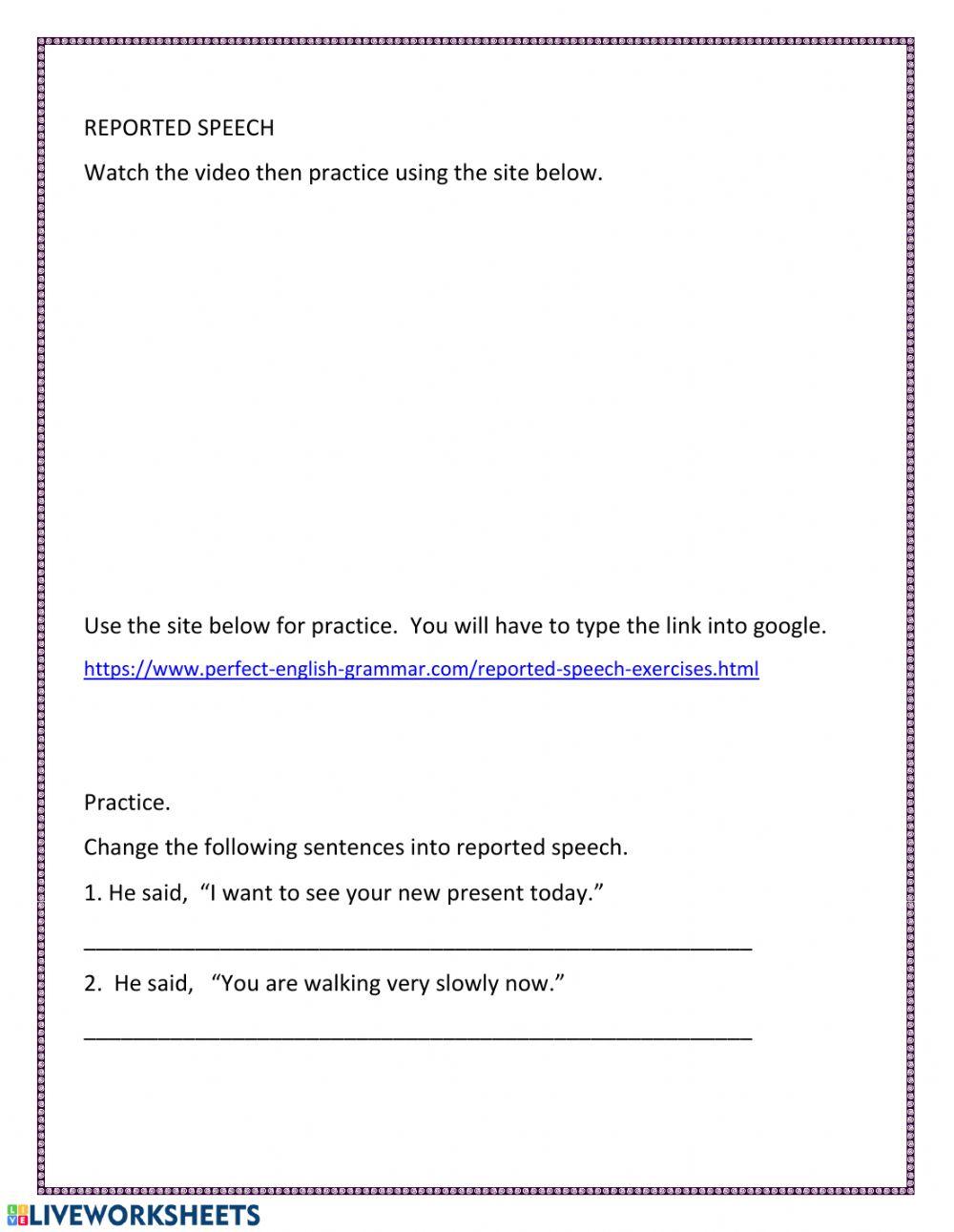 5411961 | REPORTED SPEECH | melihy | LiveWorksheets