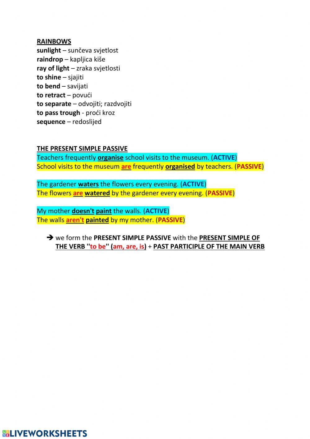 Rainbows worksheet | Live Worksheets