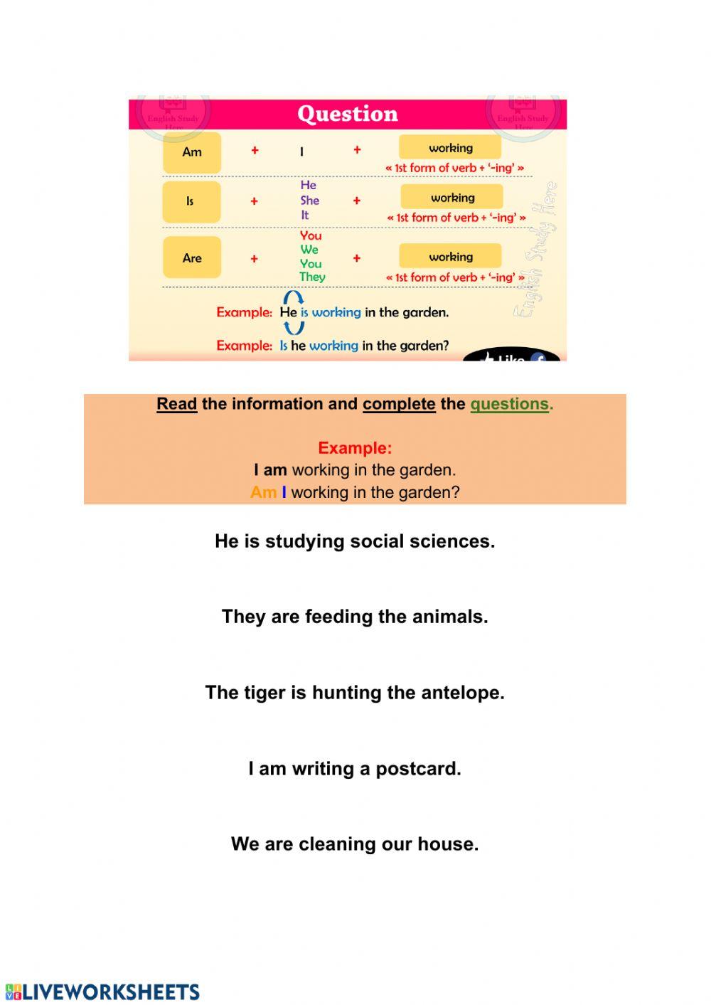 PRESENT CONTINUOUS BASICS worksheet | Live Worksheets