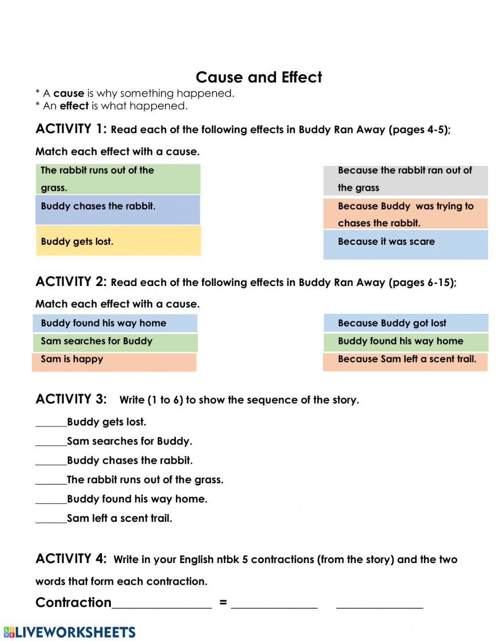 Cause and Effec… | Free Interactive Worksheets | 5412699