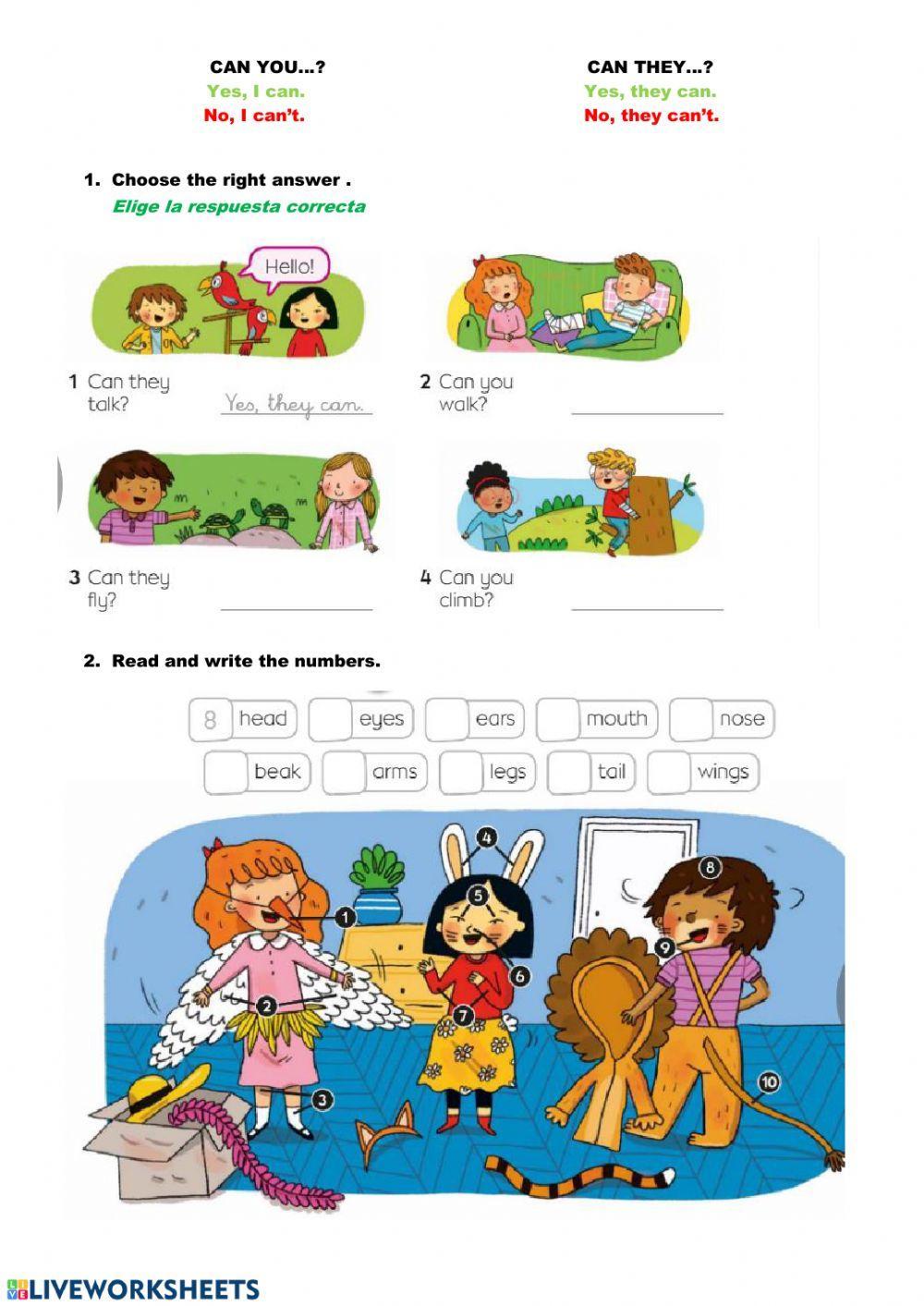 Animals body parts exercise | Live Worksheets